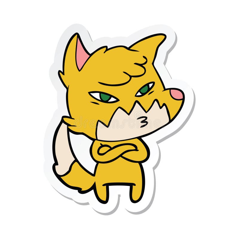 A Creative Sticker of a Clever Cartoon Fox Stock Vector - Illustration ...
