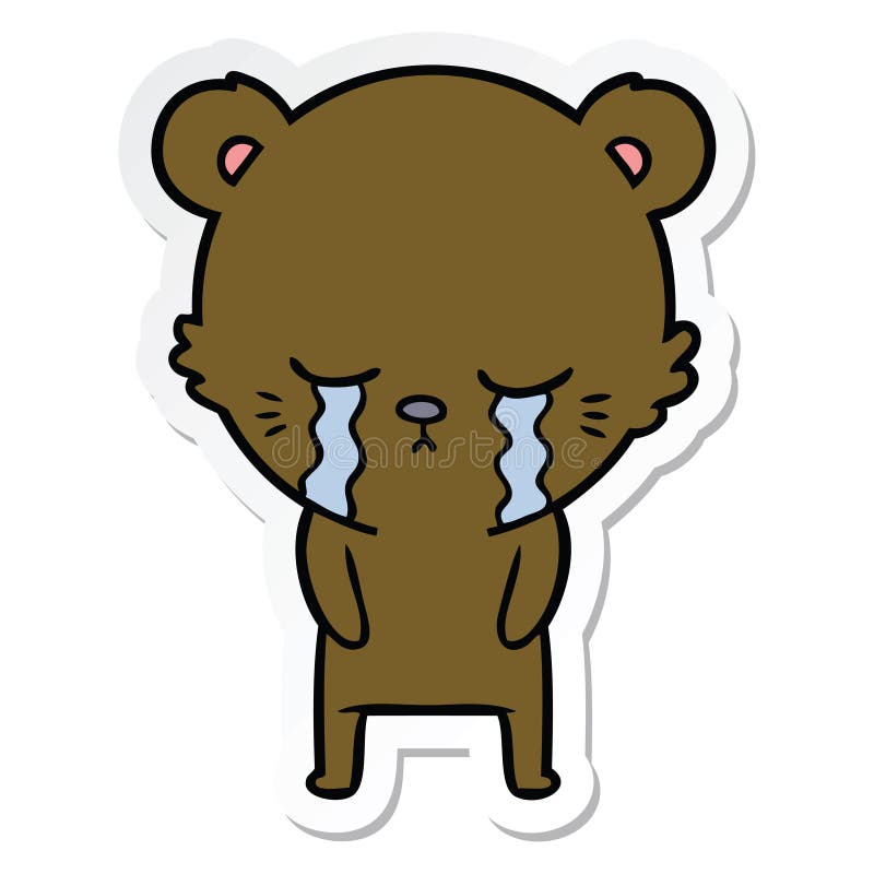 A Creative Sticker of a Crying Cartoon Bear Stock Vector - Illustration ...