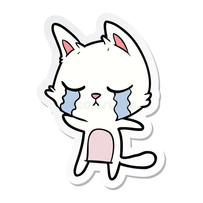 A Creative Sticker of a Crying Cartoon Cat Stock Vector - Illustration ...