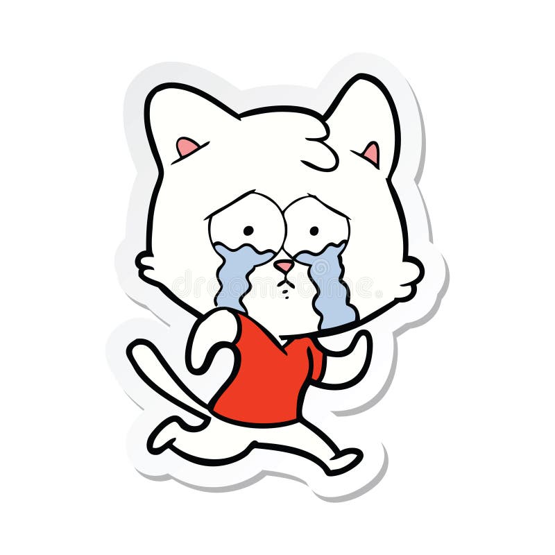 A Creative Sticker of a Crying Cartoon Cat Stock Vector - Illustration ...