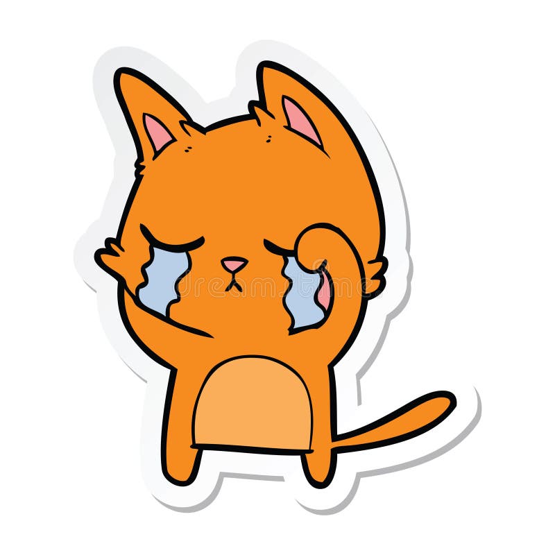 A Creative Sticker of a Crying Cartoon Cat Stock Vector - Illustration ...