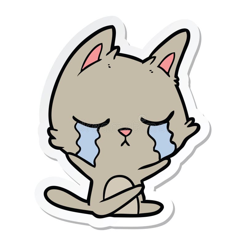 A Creative Sticker of a Crying Cartoon Cat Stock Vector - Illustration ...
