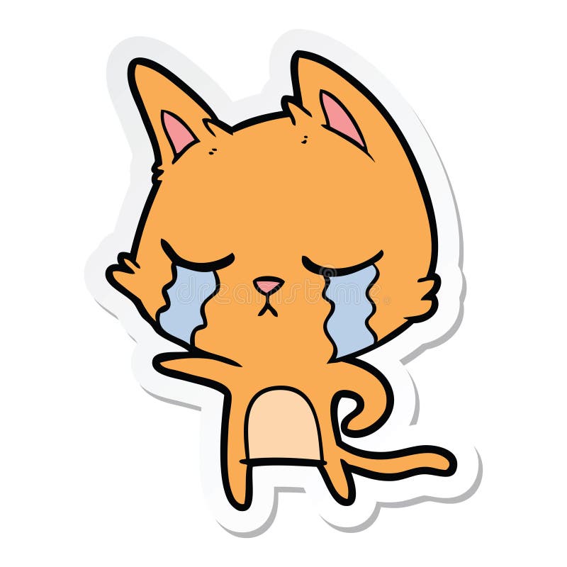 A Creative Sticker of a Crying Cartoon Cat Pointing Stock Vector ...
