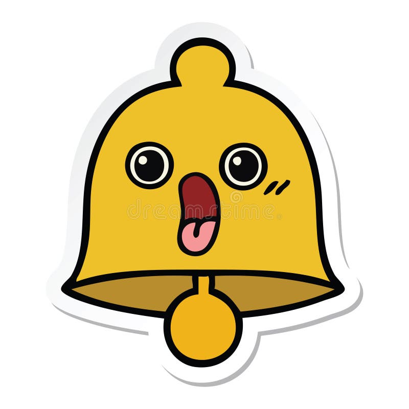 Sticker of a Cute Cartoon Bell Stock Vector - Illustration of quirky ...