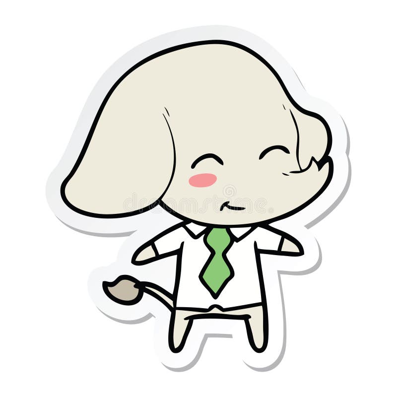 A Creative Sticker of a Cute Cartoon Boss Elephant Stock Vector ...