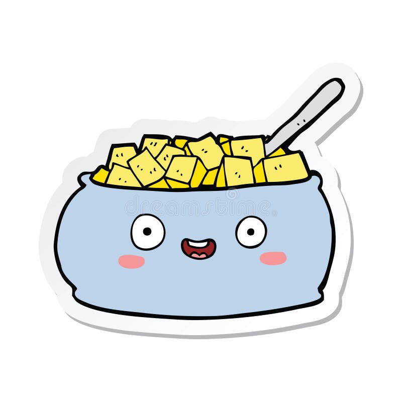 A Creative Sticker of a Cute Cartoon Bowl of Sugar Stock Vector ...