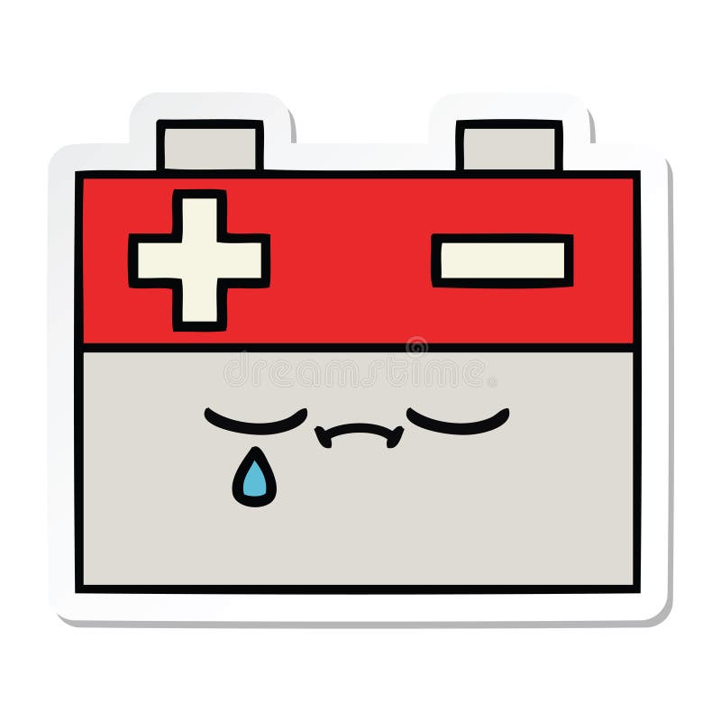A Creative Sticker of a Cute Cartoon Car Battery Stock Vector ...