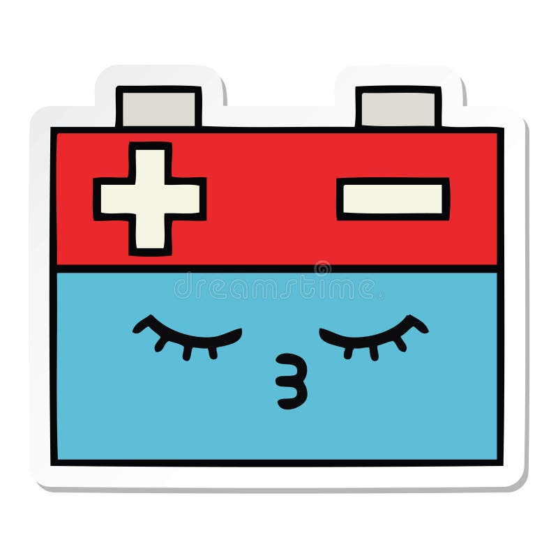 A Creative Sticker of a Cute Cartoon Car Battery Stock Vector ...