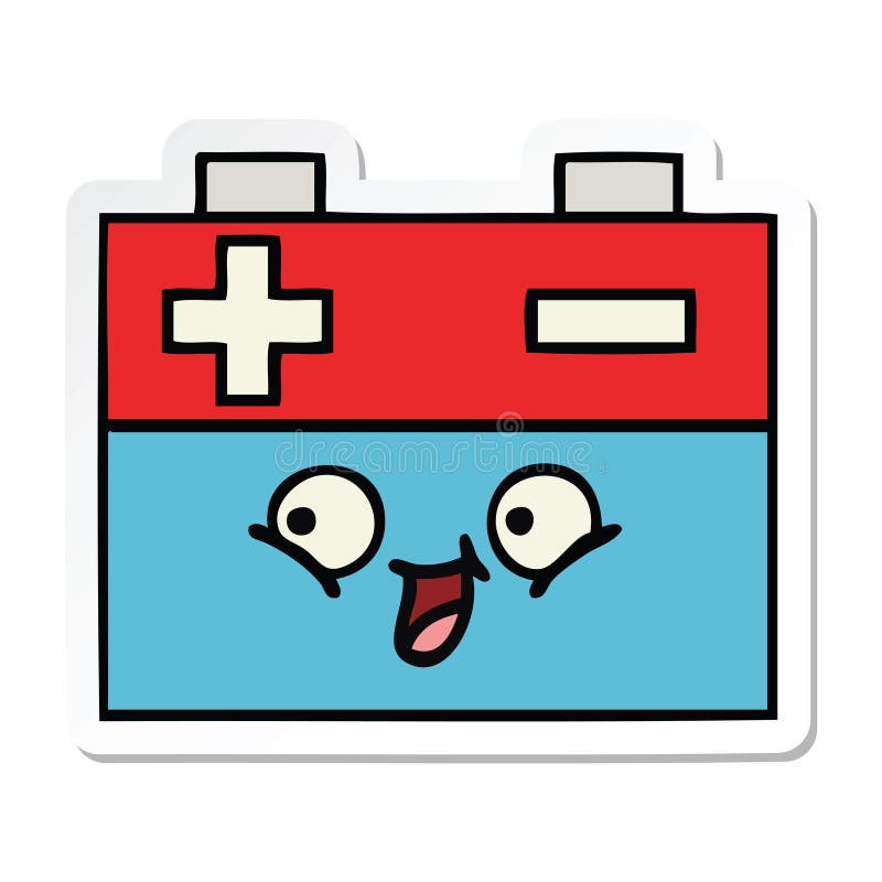 A Creative Sticker of a Cute Cartoon Car Battery Stock Vector ...