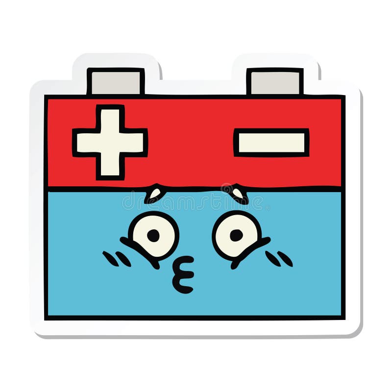 A Creative Sticker of a Cute Cartoon Car Battery Stock Vector ...