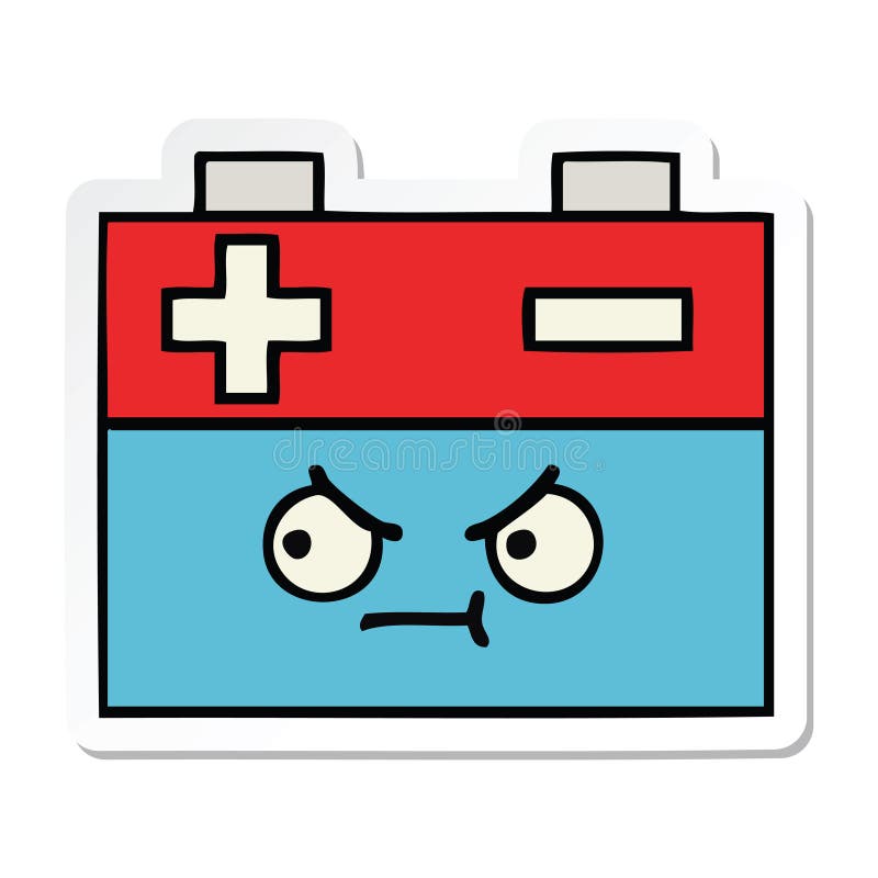A Creative Sticker of a Cute Cartoon Car Battery Stock Vector ...