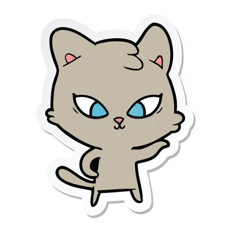 A Creative Sticker of a Cute Cartoon Cat Stock Vector - Illustration of ...