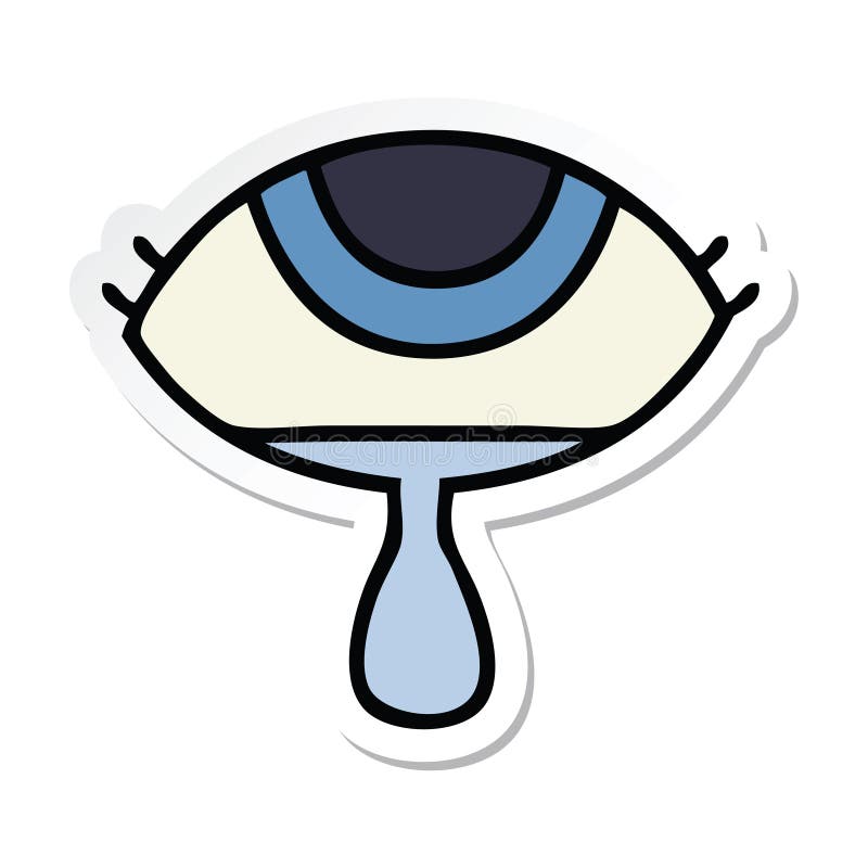 A Creative Sticker of a Cute Cartoon Crying Eye Stock Vector ...