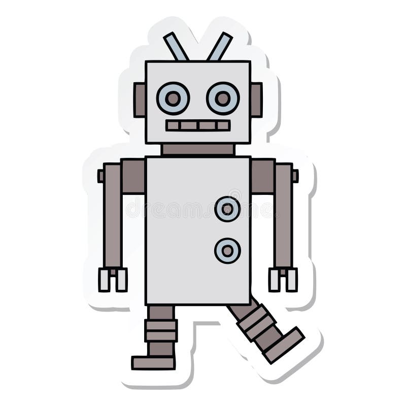 A Creative Sticker of a Cute Cartoon Dancing Robot Stock Vector ...