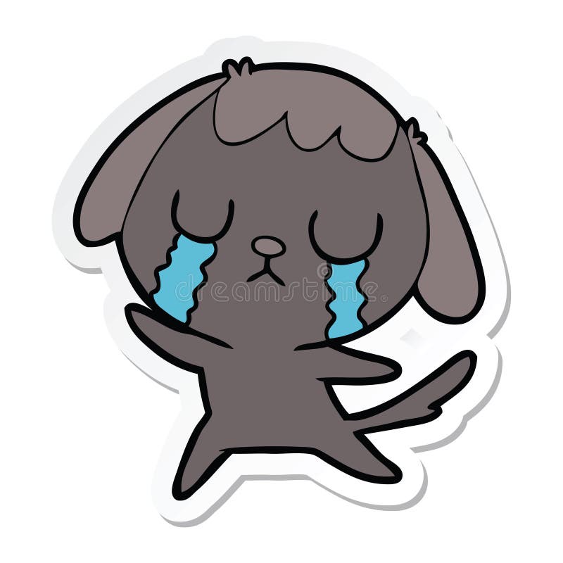 A Creative Sticker of a Cute Cartoon Dog Crying Stock Vector ...