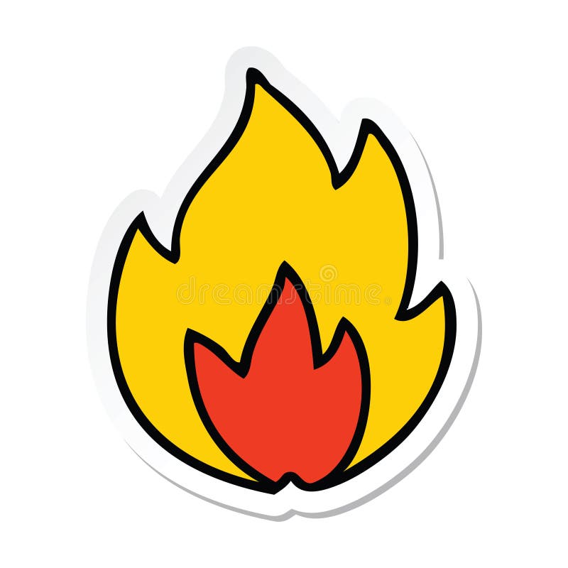 Cartoon Sticker Stick Icon Decal Label Fire Flame Heat Outdoors Cute ...