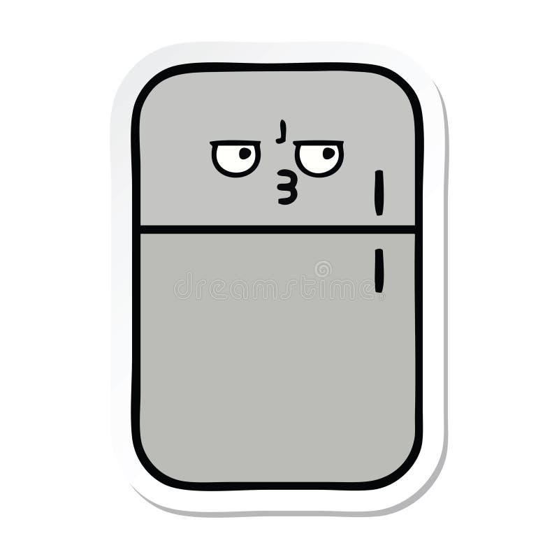 A Creative Sticker of a Cute Cartoon Fridge Freezer Stock Vector ...