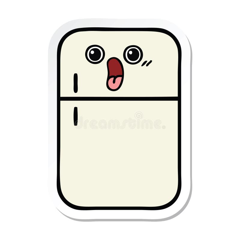 A Creative Sticker of a Cute Cartoon Fridge Freezer Stock Vector ...