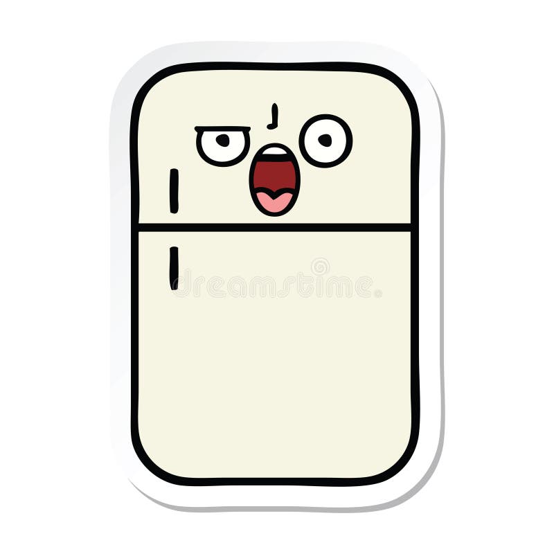 A Creative Sticker of a Cute Cartoon Fridge Freezer Stock Vector ...