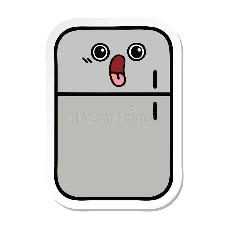 A Creative Sticker of a Cute Cartoon Fridge Freezer Stock Vector ...