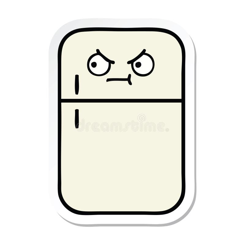 A Creative Sticker of a Cute Cartoon Fridge Freezer Stock Vector ...