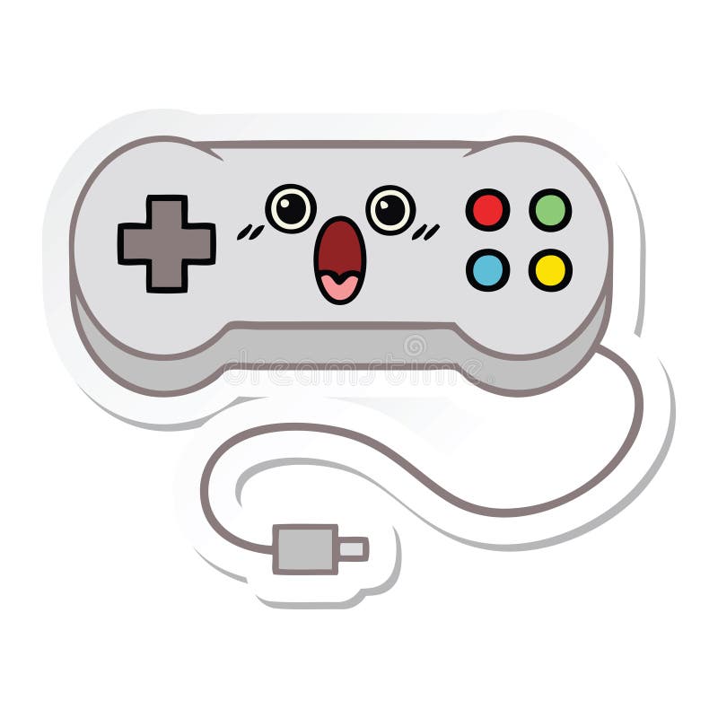 A Creative Sticker of a Cute Cartoon Game Controller Stock Vector ...