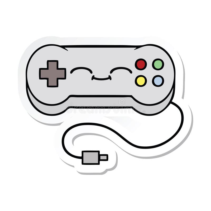 A Creative Sticker of a Cute Cartoon Game Controller Stock Vector ...