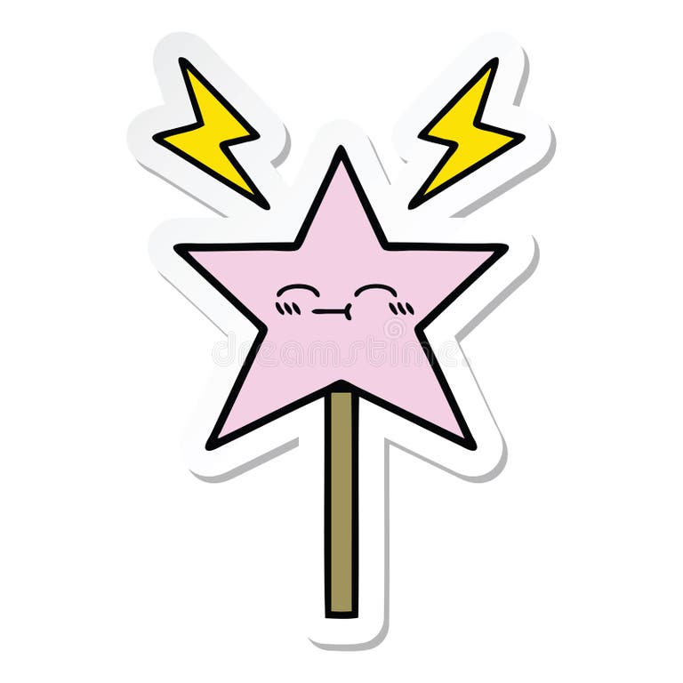 A Creative Sticker of a Cute Cartoon Magic Wand Stock Vector ...