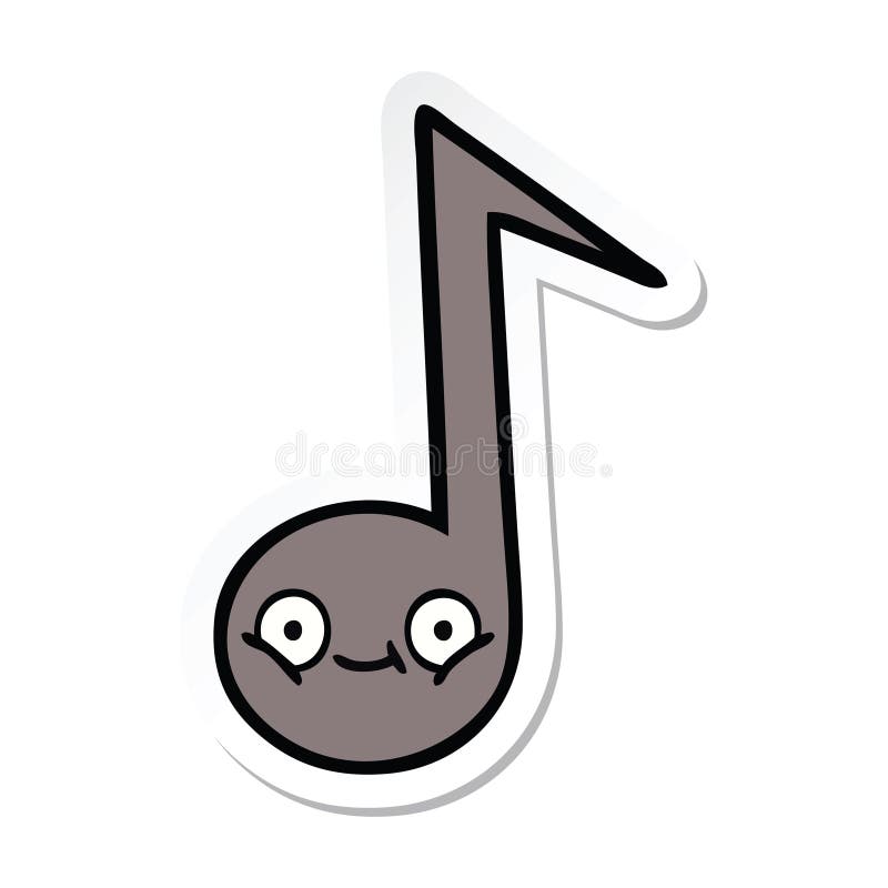 A Creative Sticker of a Cute Cartoon Musical Note Stock Vector ...