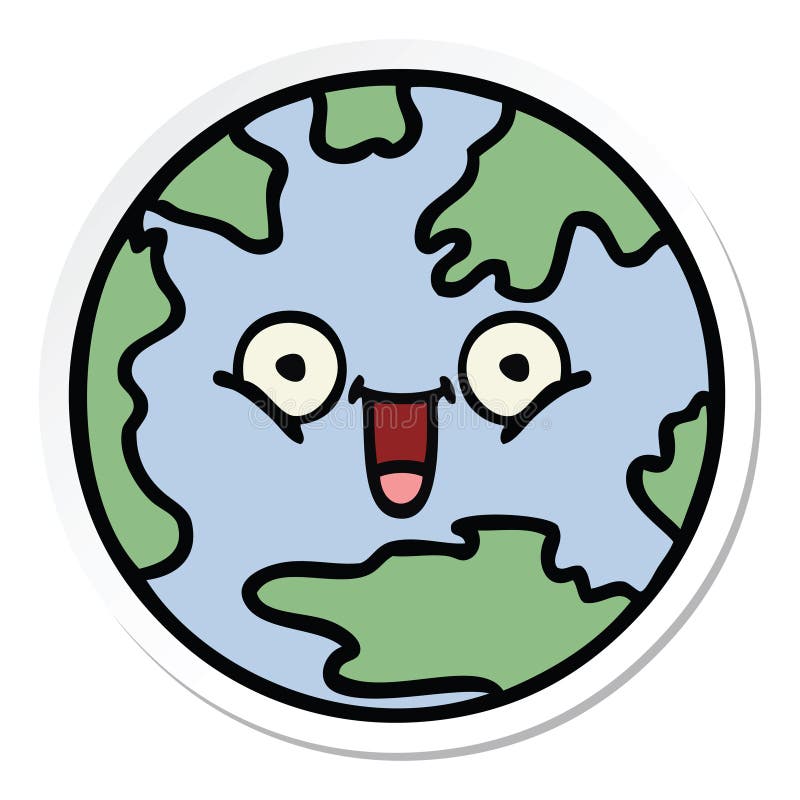 A Creative Sticker of a Cute Cartoon Planet Earth Stock Vector ...