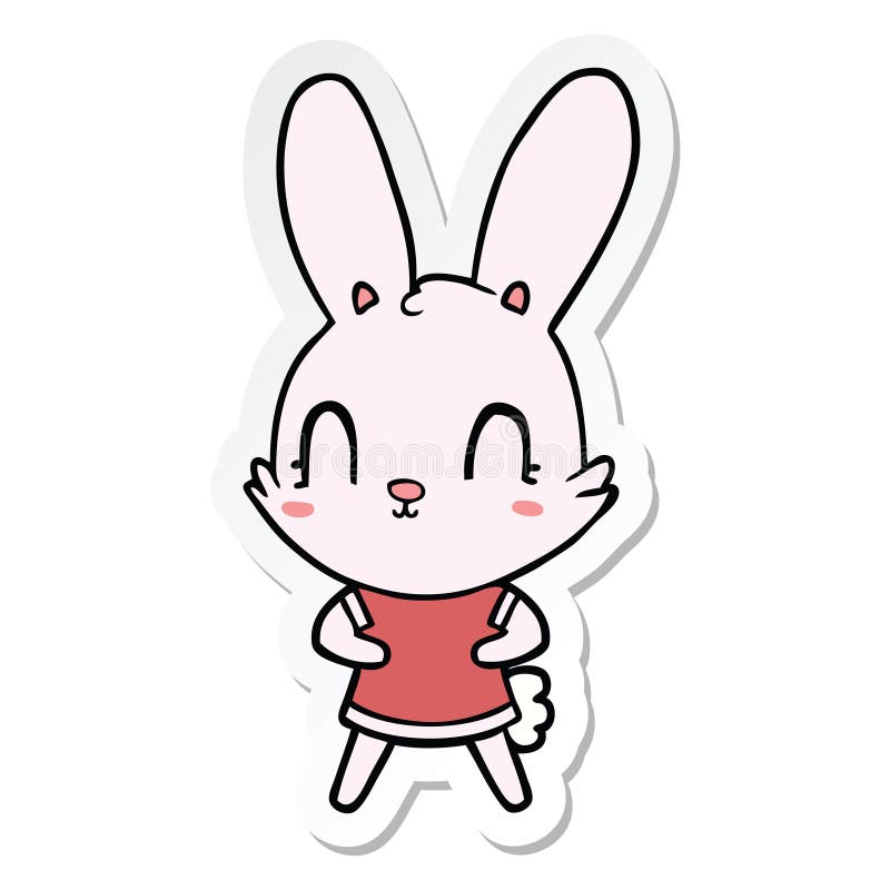 A Creative Sticker of a Cute Cartoon Rabbit in Dress Stock Vector ...