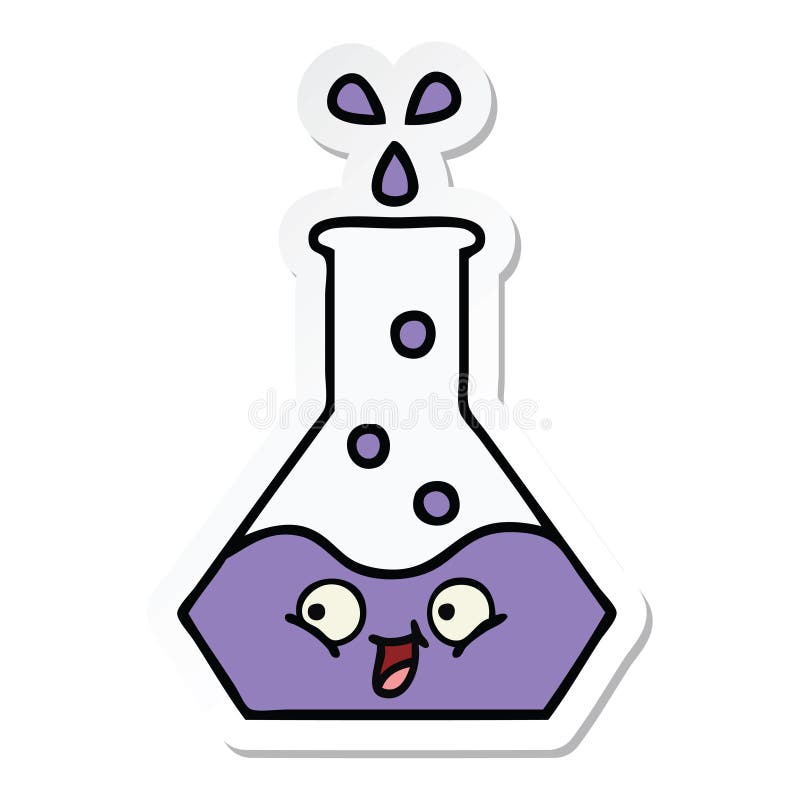 A Creative Sticker of a Cute Cartoon Science Beaker Stock Vector ...