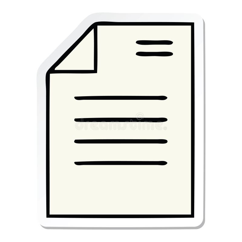 Cartoon Sheet Paper Work Office Education Cute Illustration Retro ...