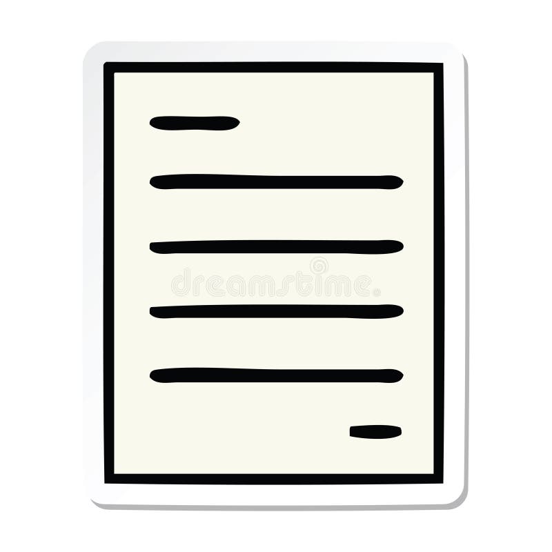 A Creative Sticker of a Cute Cartoon Sheet of Paper Stock Vector ...