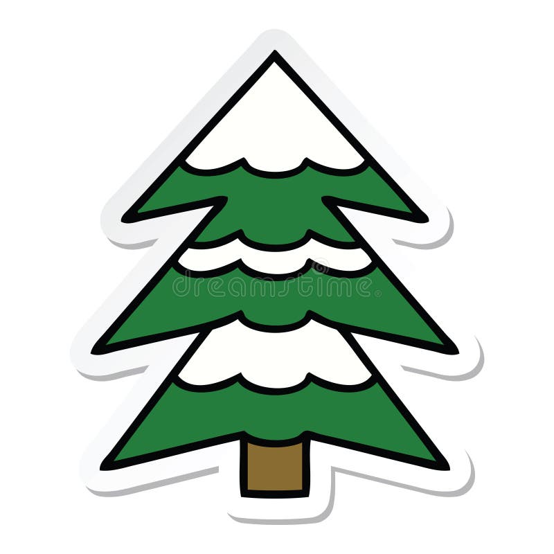A Creative Sticker of a Cute Cartoon Snow Covered Tree Stock Vector ...