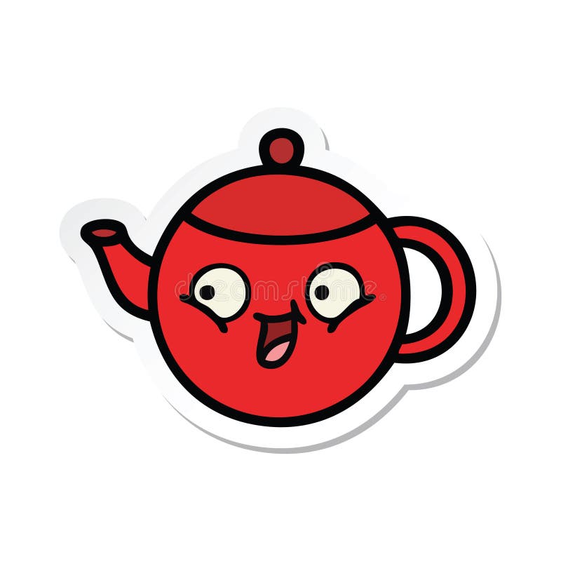 A Creative Sticker of a Cute Cartoon Teapot Stock Vector - Illustration ...