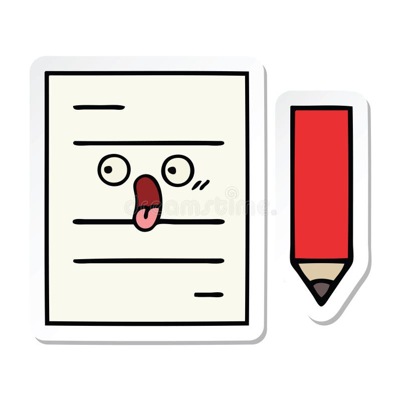 A Creative Sticker of a Cute Cartoon Test Paper Stock Vector ...