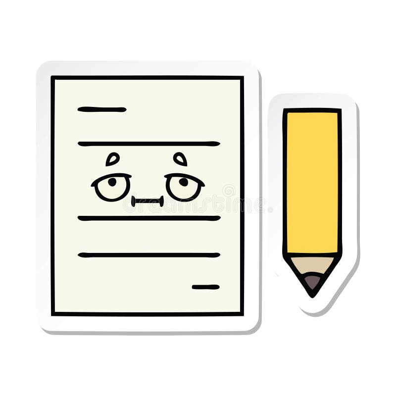 A Creative Sticker of a Cute Cartoon Test Paper Stock Vector ...