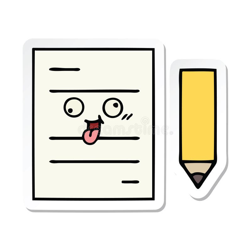 A Creative Sticker of a Cute Cartoon Test Paper Stock Vector ...