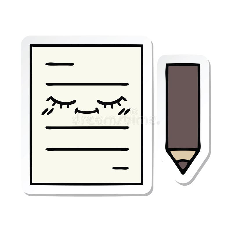 A Creative Sticker of a Cute Cartoon Test Paper Stock Vector ...