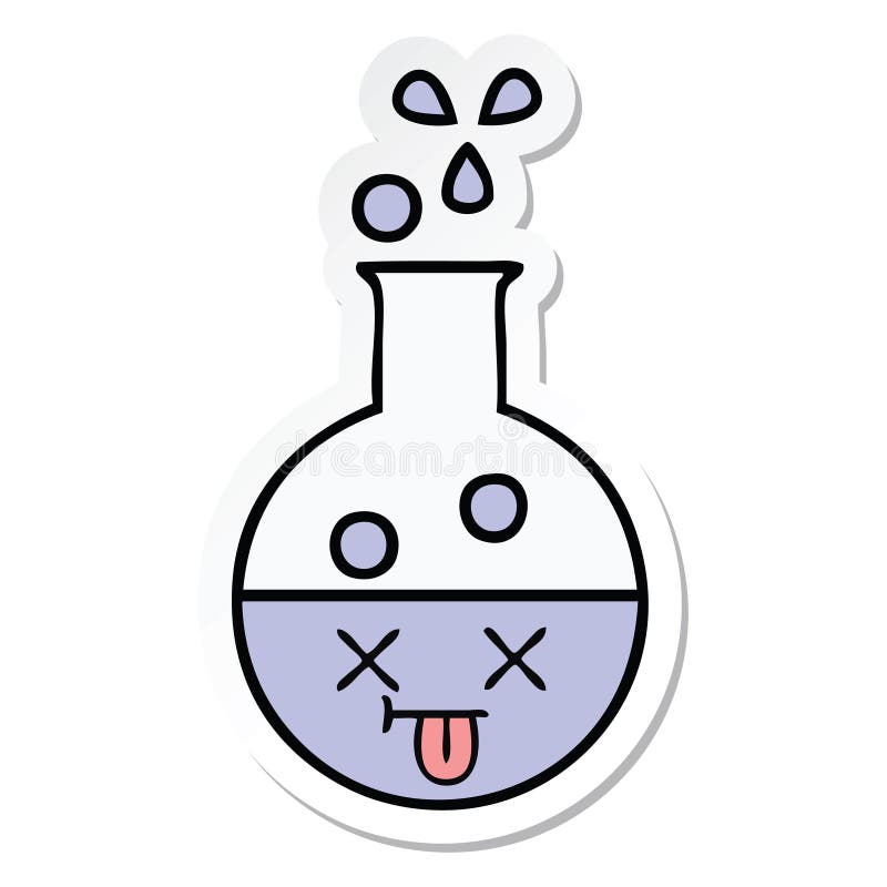 A Creative Sticker of a Cute Cartoon Test Tube Stock Vector ...