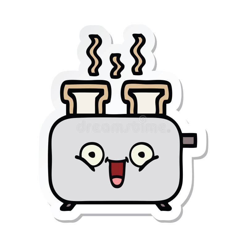 A Creative Sticker of a Cute Cartoon of a Toaster Stock Vector ...