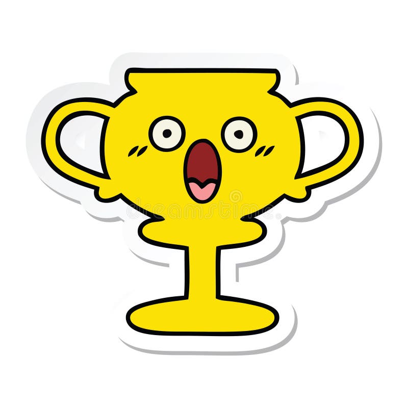 A Creative Sticker of a Cute Cartoon Trophy Stock Vector - Illustration ...