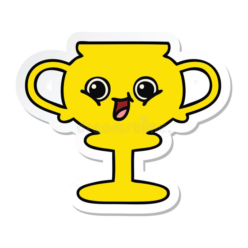 A Creative Sticker of a Cute Cartoon Trophy Stock Vector - Illustration ...