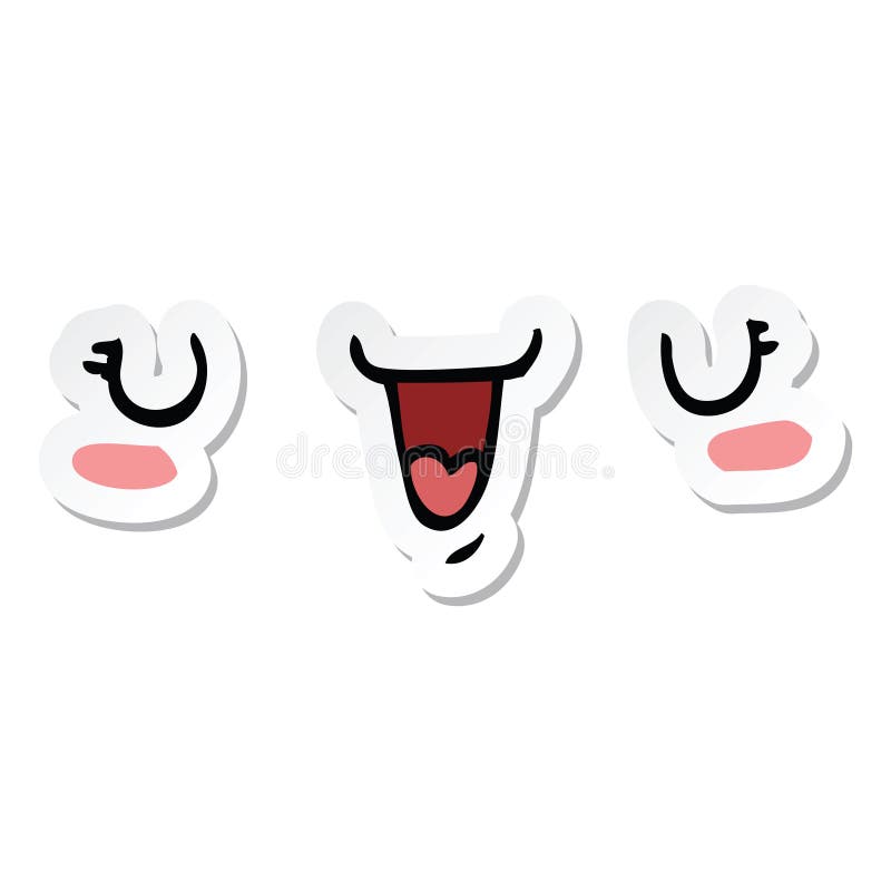 A Creative Sticker Of A Cute Happy Face Cartoon Stock Vector ...