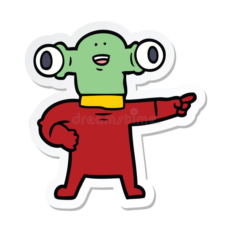 A Creative Sticker of a Friendly Cartoon Alien Pointing Stock Vector ...