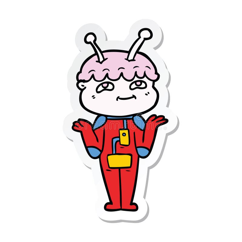 Sticker of a Friendly Cartoon Spaceman Stock Vector - Illustration of ...