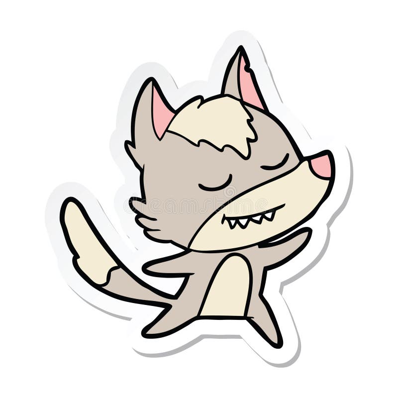 A Creative Sticker of a Friendly Cartoon Wolf Dancing Stock Vector ...