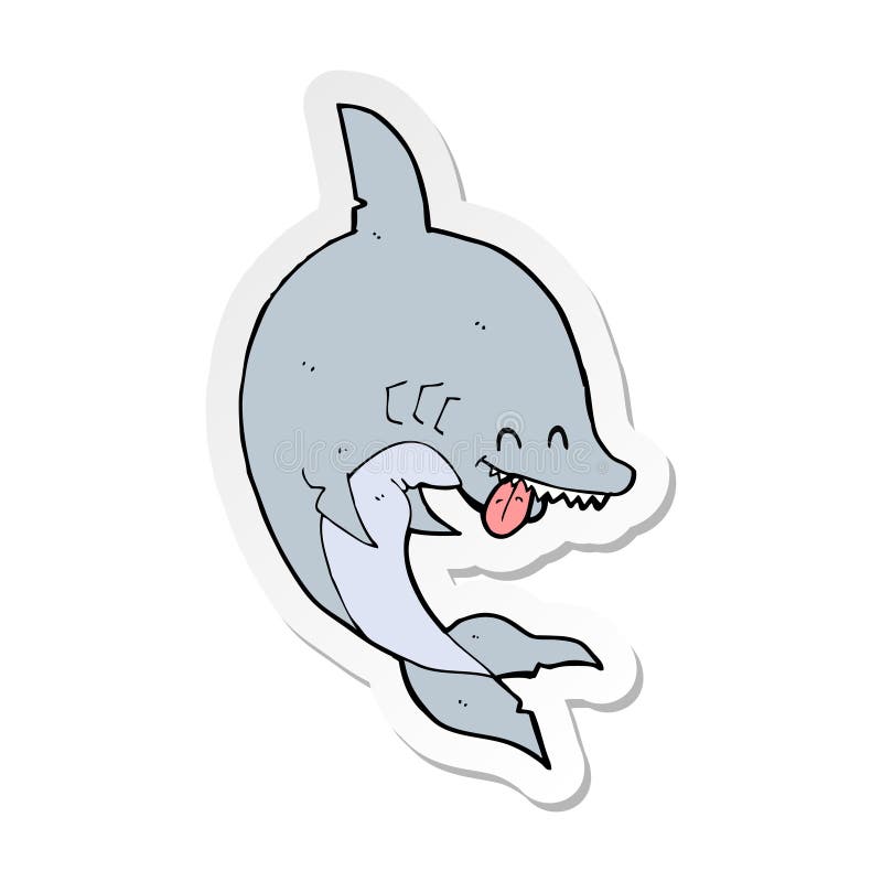 A Creative Sticker of a Funny Cartoon Shark Stock Vector - Illustration ...