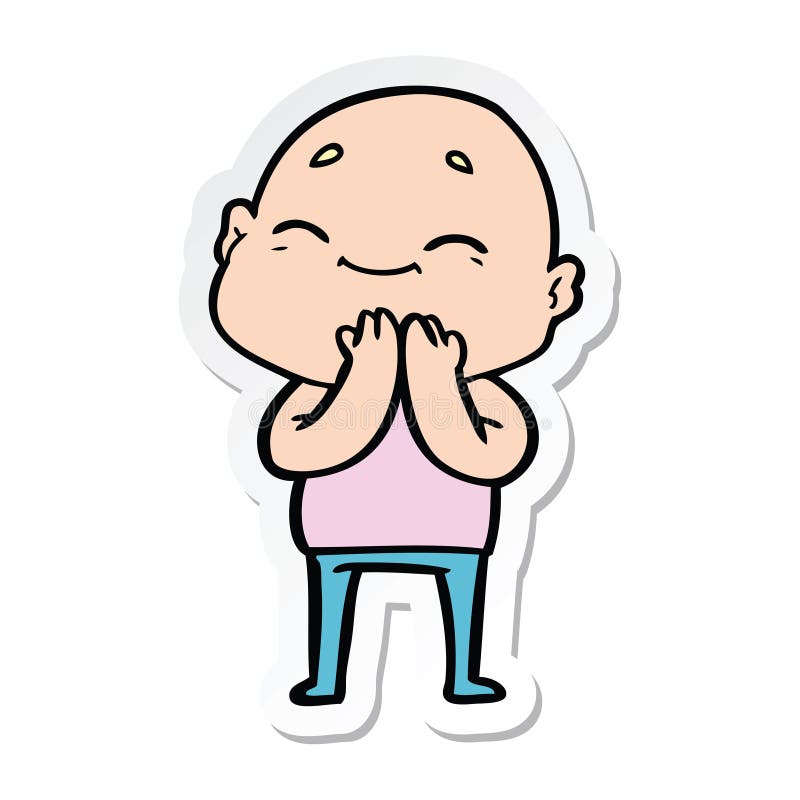 A Creative Sticker of a Happy Cartoon Bald Man Stock Vector ...